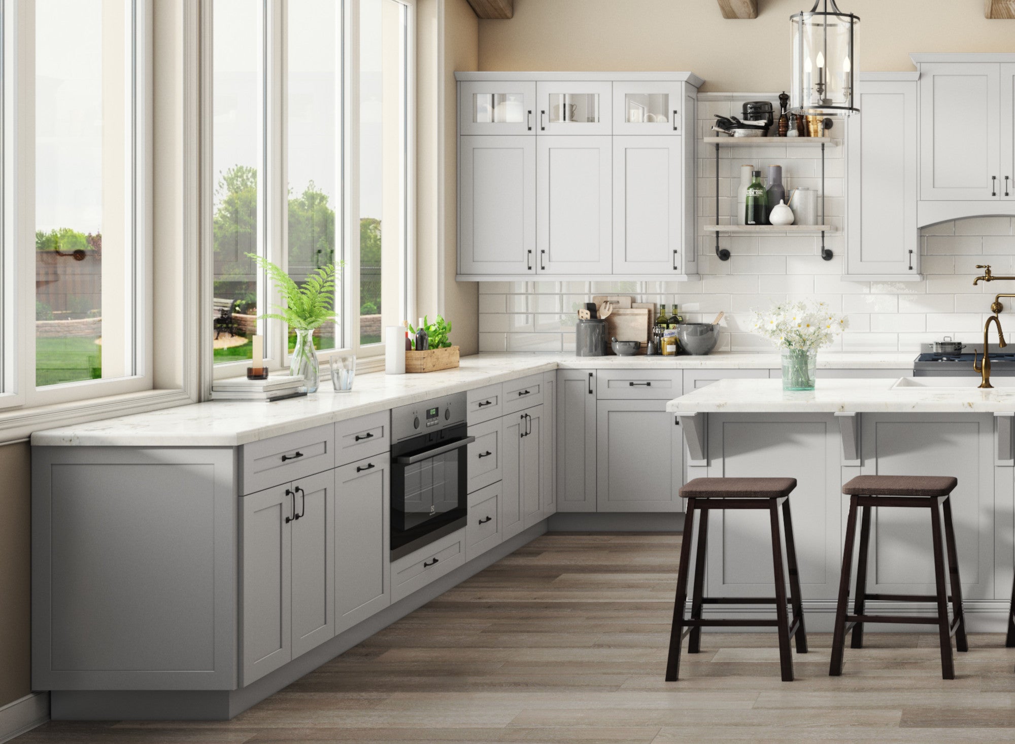 Dove Shaker Kitchen Cabinets | Soft Dove Grey RTA Wood Cabinets | Riley ...
