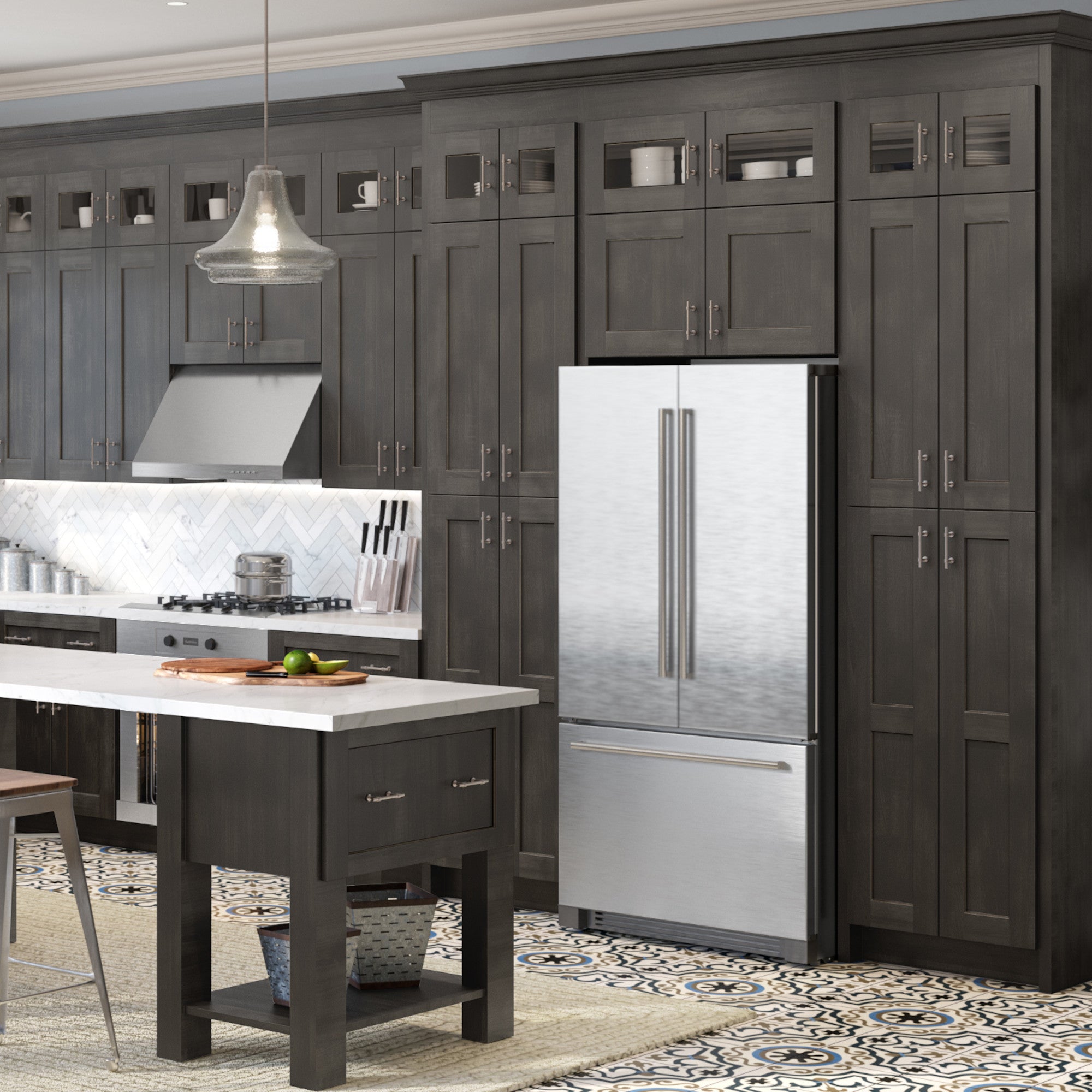 Gray Stained Shaker Kitchen Cabinets | Warm Woodgrain RTA Style | Riley ...