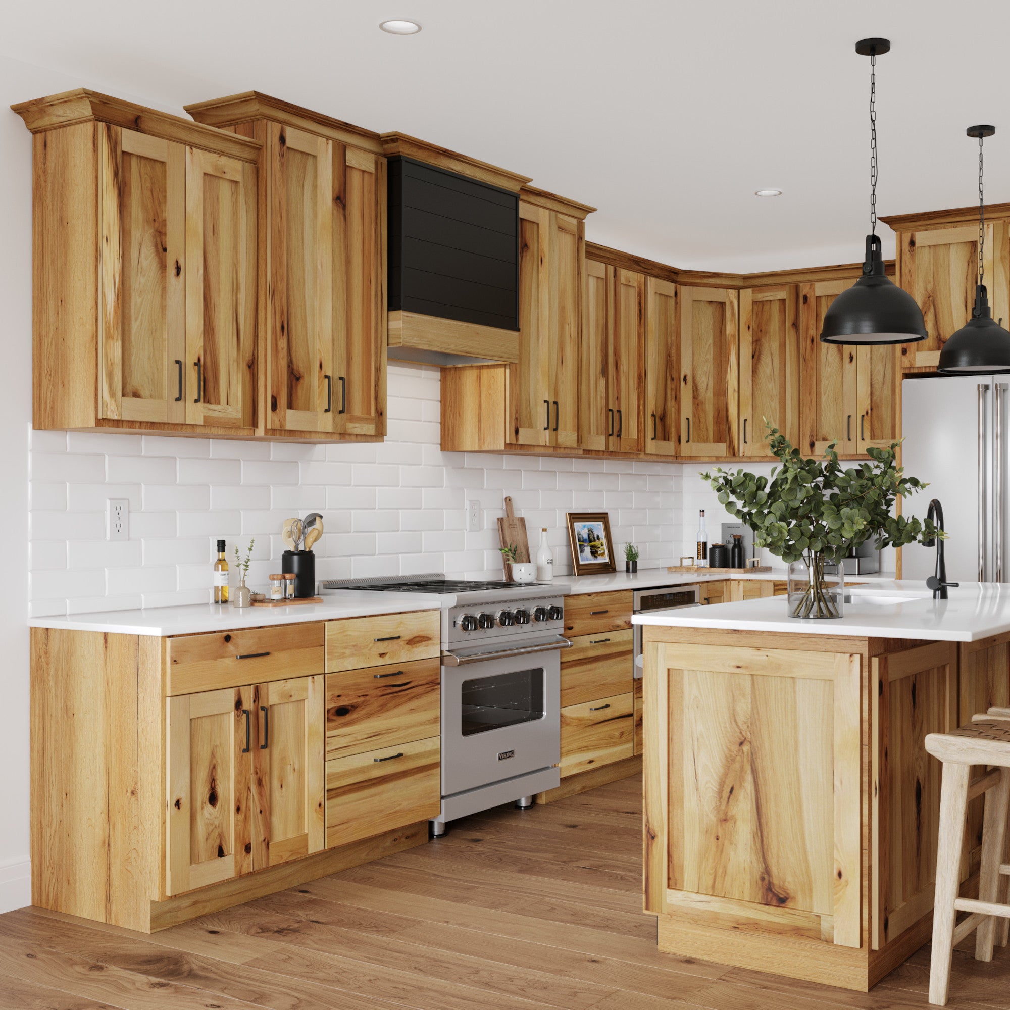 Hickory Shaker Kitchen Cabinets | Rustic Grain-Driven RTA | Riley & Higgs