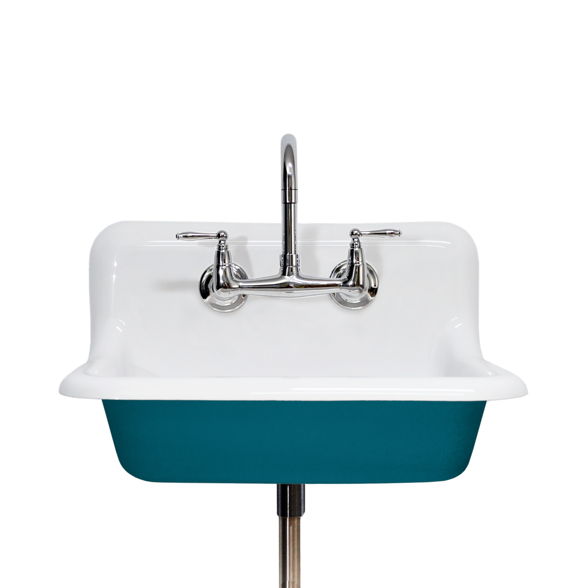 24" Vintage Wall Mount Bathroom and Utility Sink with Polished Chrome ...