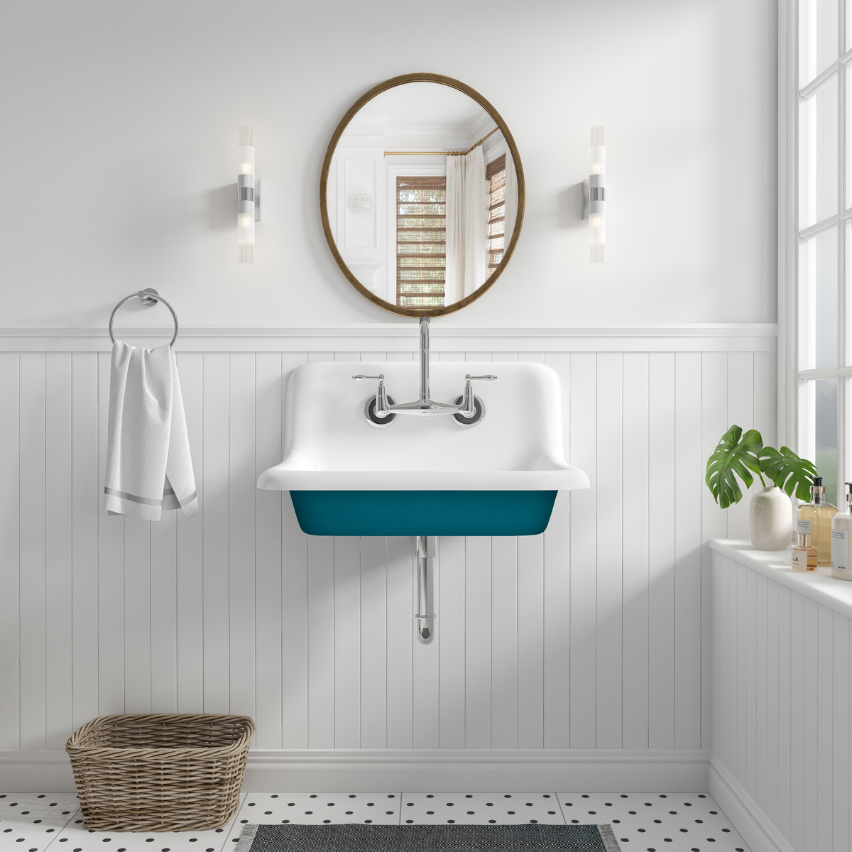 24" Vintage Wall Mount Bathroom and Utility Sink with Polished Chrome – Riley & Higgs