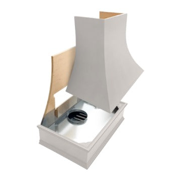 Light Grey Wood Range Hood With Sloped Front and Decorative Trim - 30 ...