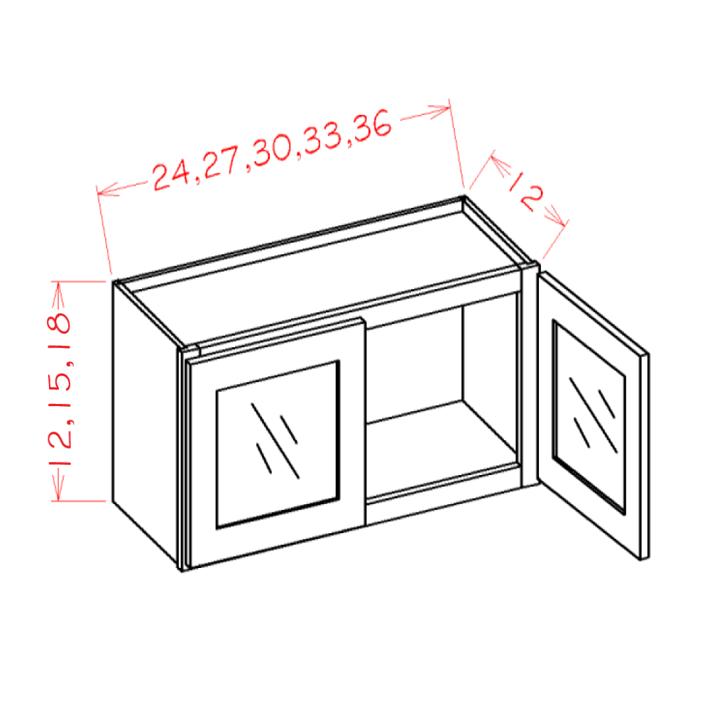 Clear Glass Inserts for 36" W x 15" H Stacker Wall Glass Door Cabinet ...