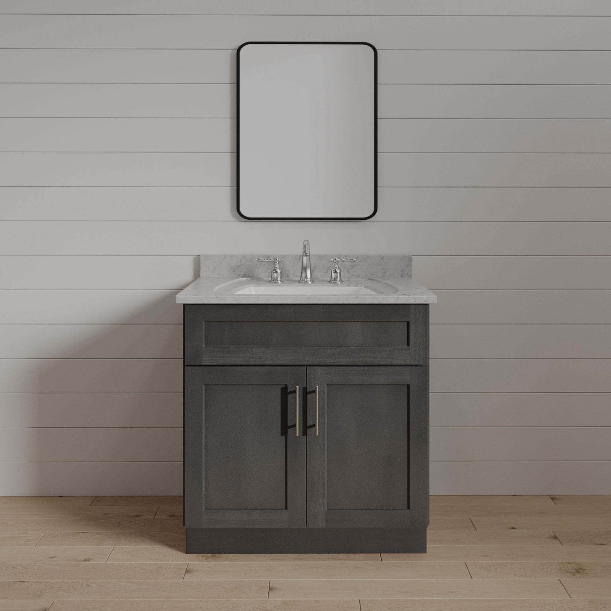 24 Inch Gray Stained Shaker Single Sink Bathroom Vanity – Riley & Higgs